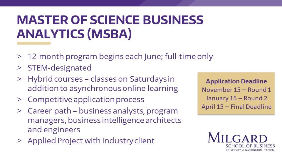 Master of Science in Business Analytics (MSBA) | Milgard School of ...