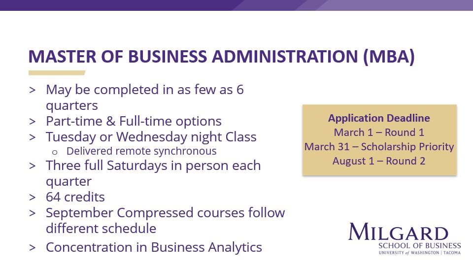 Master of Business Administration (MBA) | Milgard School of Business ...