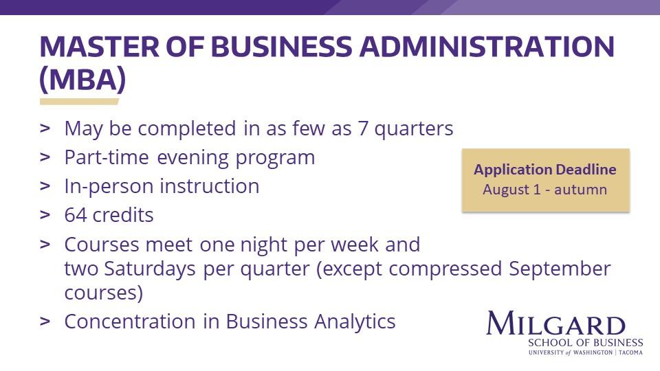 Master of Business Administration (MBA) | Milgard School of Business ...