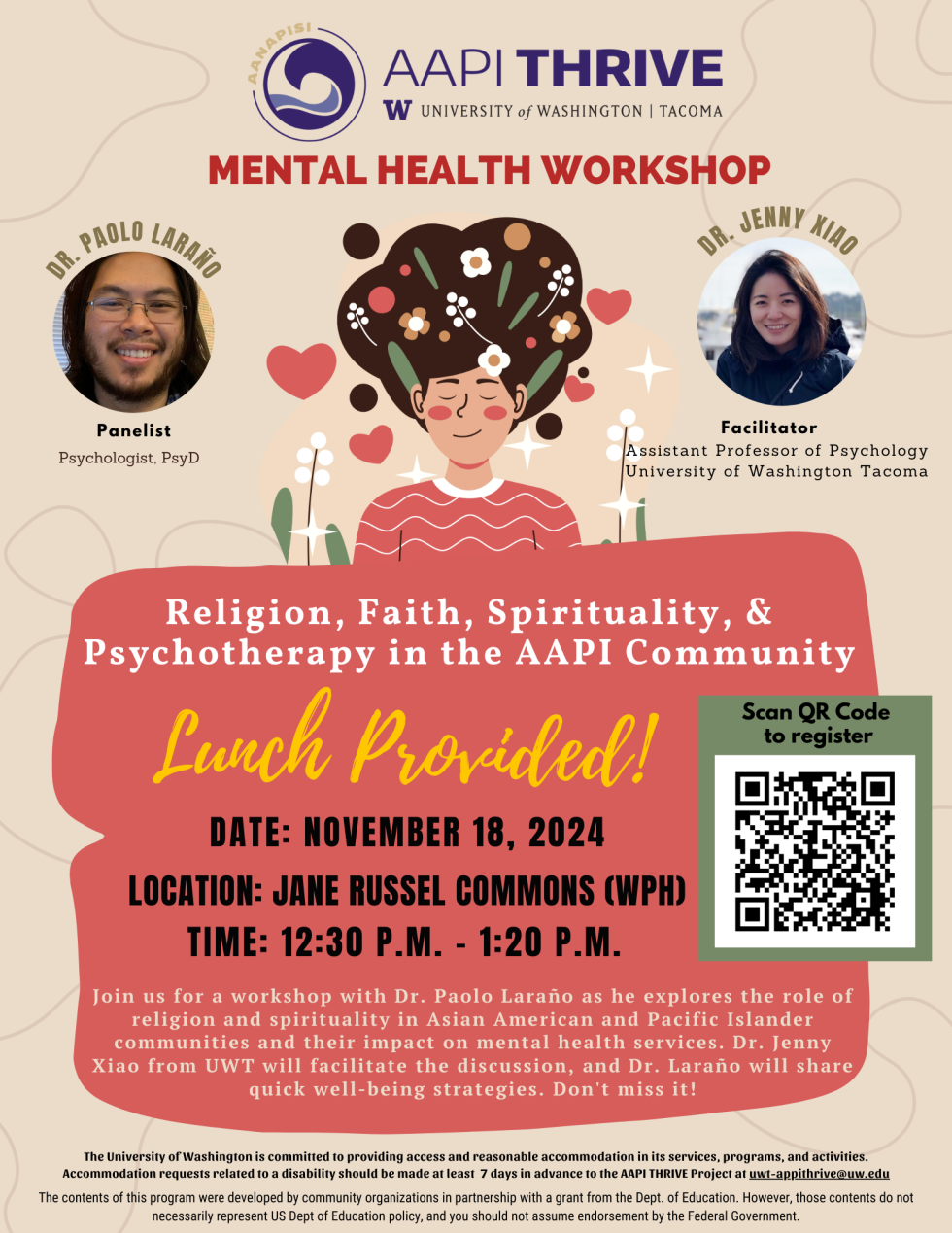 Mental Health Workshop, Autumn 2024 | AAPI THRIVE | University of Washington Tacoma